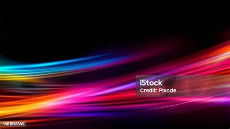 애니메이션과 모션 그래픽을 위한 모션 효과가 있는 다채로운 조명 트레일 네온 불빛 벡터 그림을 검은색 배경에 분리하여 놓는다 검은색에 대한 스톡 벡터 아트 및 기타 이미지