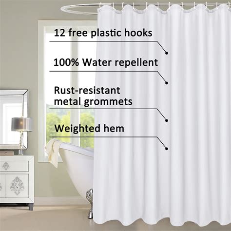 Extra Long 96 Polyester Fabric Shower Curtain Liner In Ivory