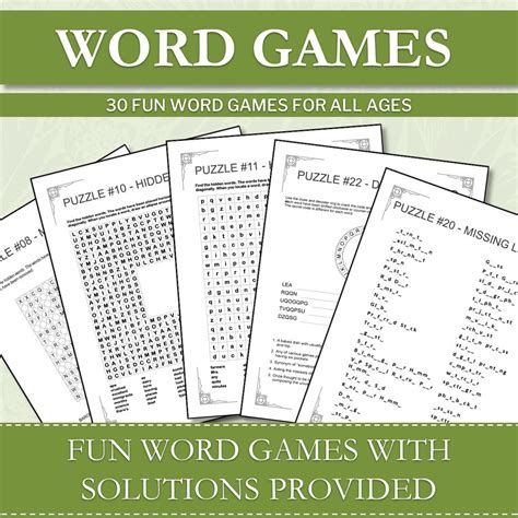 Word Puzzles For Adults And Senior Citizens 30 Games Instant Pdf