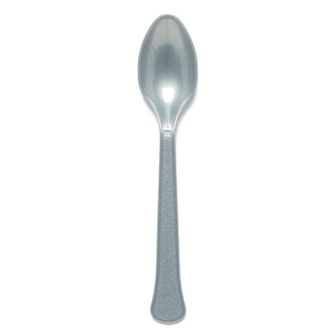 Silver Reusable Plastic Spoons 24pk Party Delights
