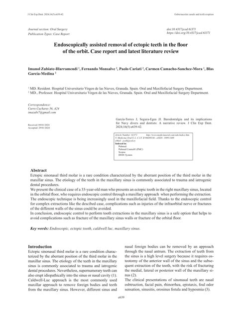 Pdf Endoscopically Assisted Removal Of Ectopic Teeth In The Floor Of
