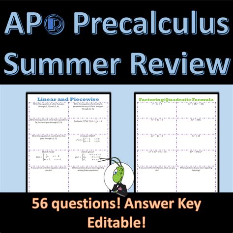 Ap® Precalculus Summer Review Packet Editable Back To School Review Made By Teachers