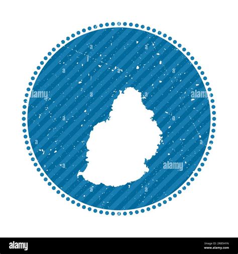 Mauritius Striped Retro Travel Sticker Badge With Map Of Island Vector Illustration Stock