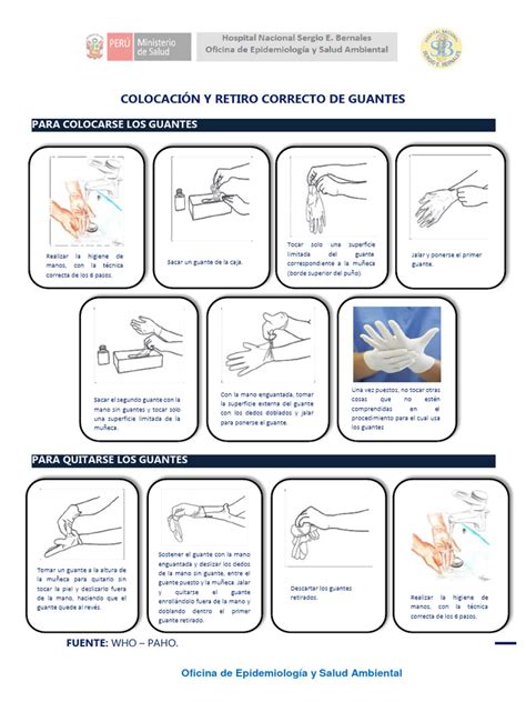 Colocación Y Retiro Correcto De Guantes Pdf Guante Mano