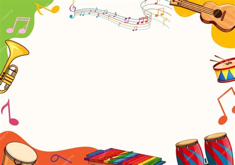 Premium Vector Printable Music Instruments Theme Border Template