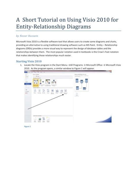 A Short Tutorial On Using Visio 2010 For Entity Relationship Diagrams
