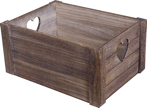Brown Heart Shaped Cut Wooden Crates Display Plants Fruits Storage T