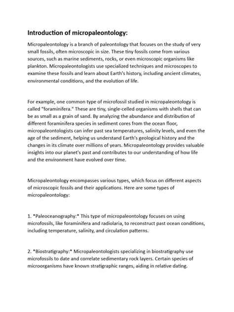 Introduction Of Micropaleontology Pdf Earth Sciences Nature