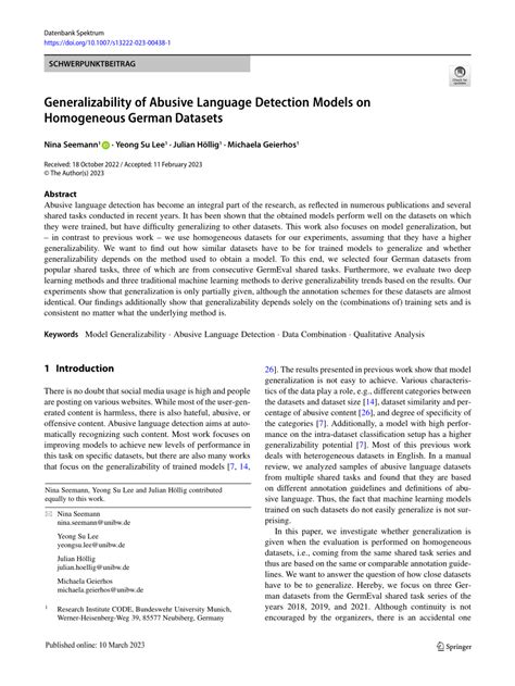 Pdf Generalizability Of Abusive Language Detection Models On