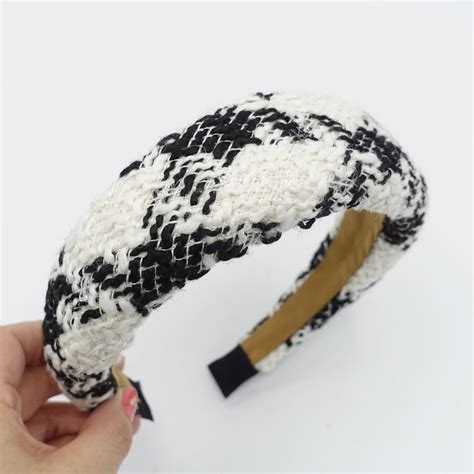 Padded Tweed Headband Stylish Hairband Trendy Women Hair Accessory Etsy