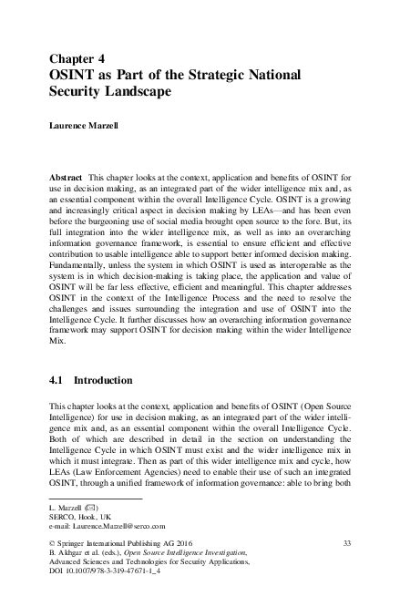 Pdf Osint As Part Of The Strategic National Security Landscape