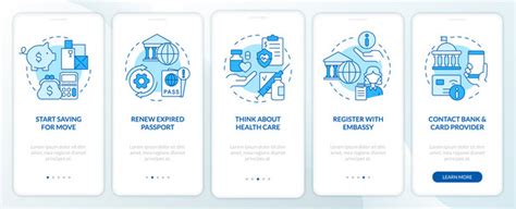 Moving Abroad Guide Blue Gradient Onboarding Vector Image