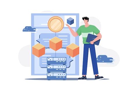premium vector blockchain development illustration concept
