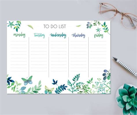 To Do List Printable Floral Watercolors Weekly Planner Weekly Organizer Weekly Printable