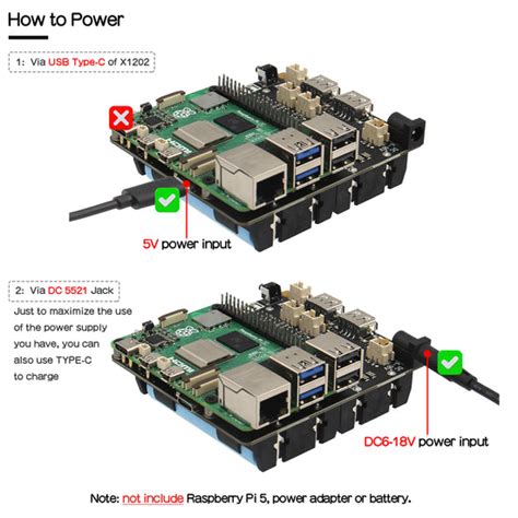 Geekworm X1202 4 Cell 18650 5 1v 5a Ups Hat For Raspberry Pi 5 Series