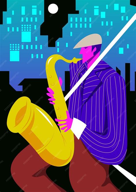 Premium Vector Playing Saxaphone