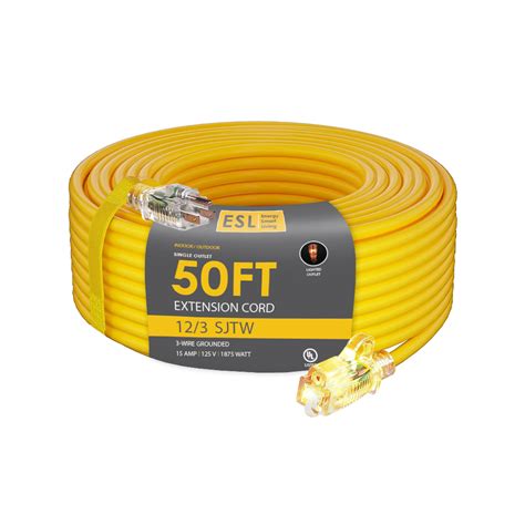 esl 50ft indoor outdoor extension cord yellow enersave solutions