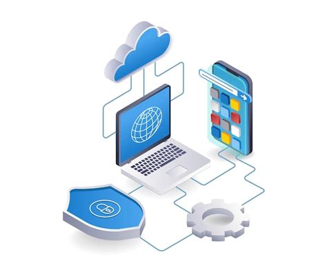 premium vector computer security data cloud server smartphone