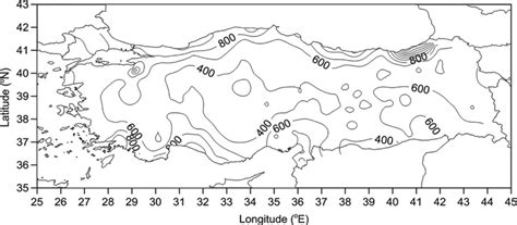Spatial Distribution Of Long Term Annual Precipitation Totals