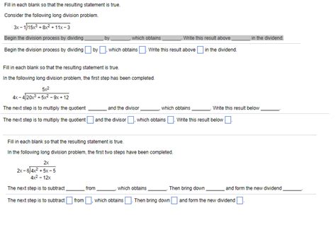 solved fill in each blank so that the resulting statement is
