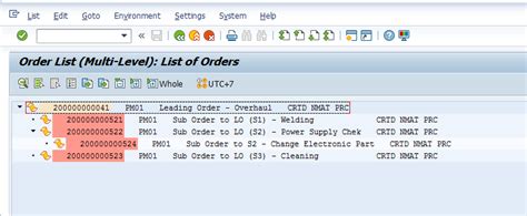 order hierarchy sub orders sinau sap pm module
