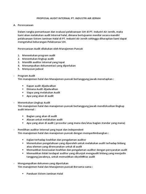 Proposal Audit Internal Pt Pdf