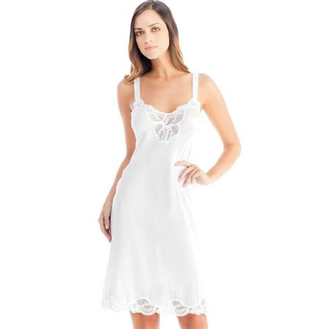 Illusion Womens Premium Nylon Full Slip With Lace Trim Adjustable
