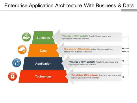 Enterprise Application Architecture With Business And Data Presentation PowerPoint Diagrams
