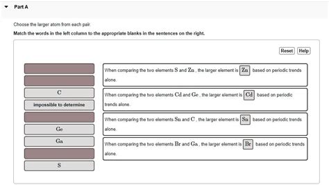 solved choose the larger atom from each pair match the words in the