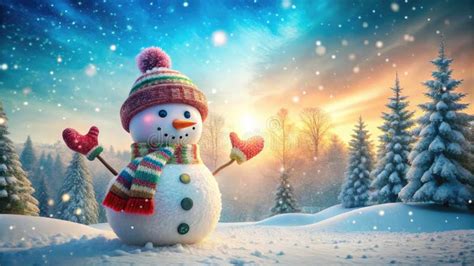 A Colorful Snowman In A Winter Wonderland Surreal Snow Art Captures