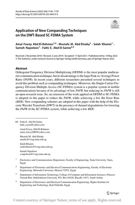 Application Of New Companding Techniques On The Dwt Based Sc Fdma