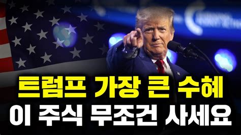 트럼프 가장 큰 수혜주 이 주식 무조건 사세요 1 Youtube
