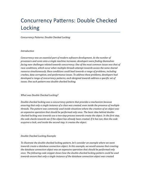 concurrency patterns double checked locking concurrency patterns