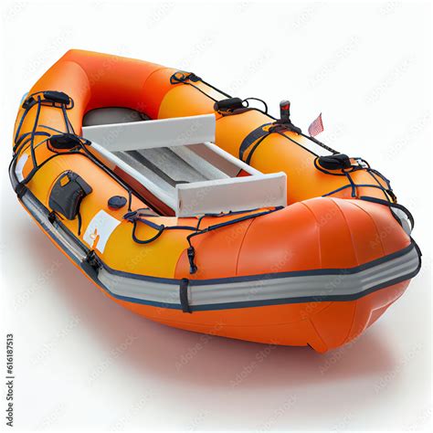 Inflatable Raft Rescue Dinghy Lifeboat Isolated On A White Background Ai Generated Image Stock