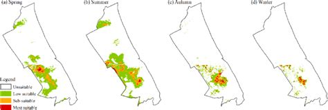Habitat Suitability Grades Map In Different Seasons Under The
