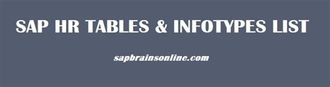 List Of Sap Hr Tables And Infotypes Tables Rusermanuals