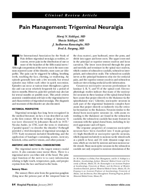 Pdf Pain Management Trigeminal Neuralgia