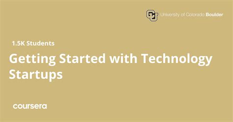 Getting Started With Technology Startups Coursera