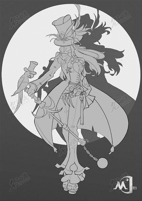 带着鹦鹉的魔术师原创魔术师御姐线稿 角色原画作品图片素材 花瓣网