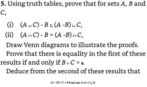 Solved 5 Using Truth Tables Prove That For Sets Aj Band C I Auc
