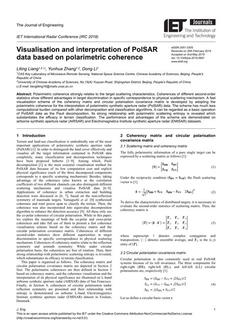 Pdf Visualisation And Interpretation Of Polsar Data Based On