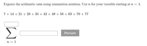 Solved Express The Arithmetic Sum Using Summation Notation