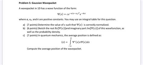Solved Problem Gaussian Wavepacket A Wavepacket In D Has Chegg