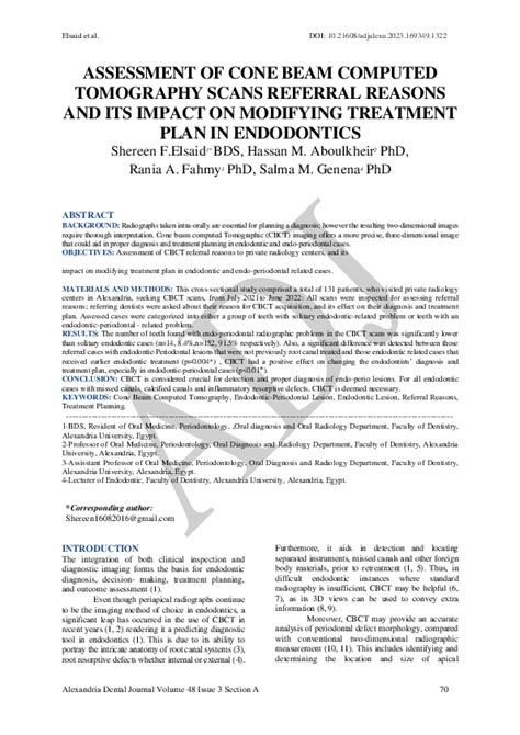 Pdf Assessment Of Cone Beam Computed Tomography Scans Referral Reasons And Its Impact On