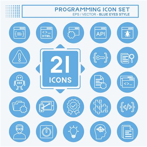 Programming Icon Set Suitable For Programming Symbol Blue Eyes Style
