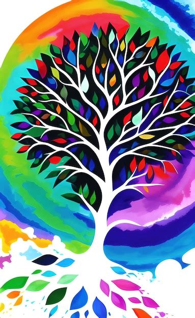 Premium Photo A Colorful Tree With Leaves On It