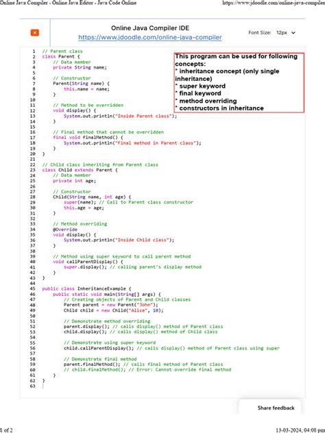 Program For Inheritance Pdf Method Computer Programming