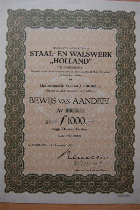 Staal En Walswerk Holland Oude Aandelen En Fondsen