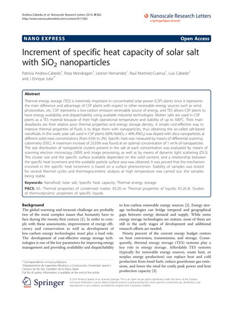 Pdf Increment Of Specific Heat Capacity Of Solar Salt With Sio2 Pdf Increment Of Specific Heat Capacity Of Solar Salt With Sio2