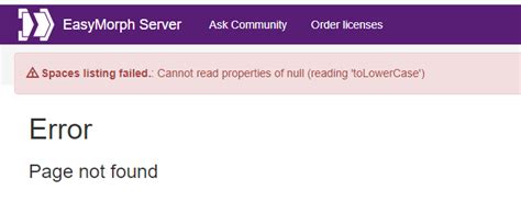 Easymorph Server 5 2 0 0 Error Accessing Any Ad Workspace From Welcome Page Support